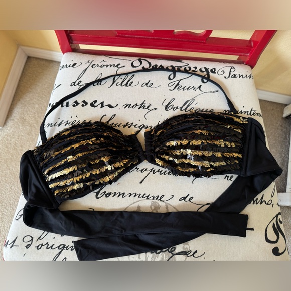 Victoria's Secret | Swim | Victoria Secrets Sequined Bikini Bandeau Top ...